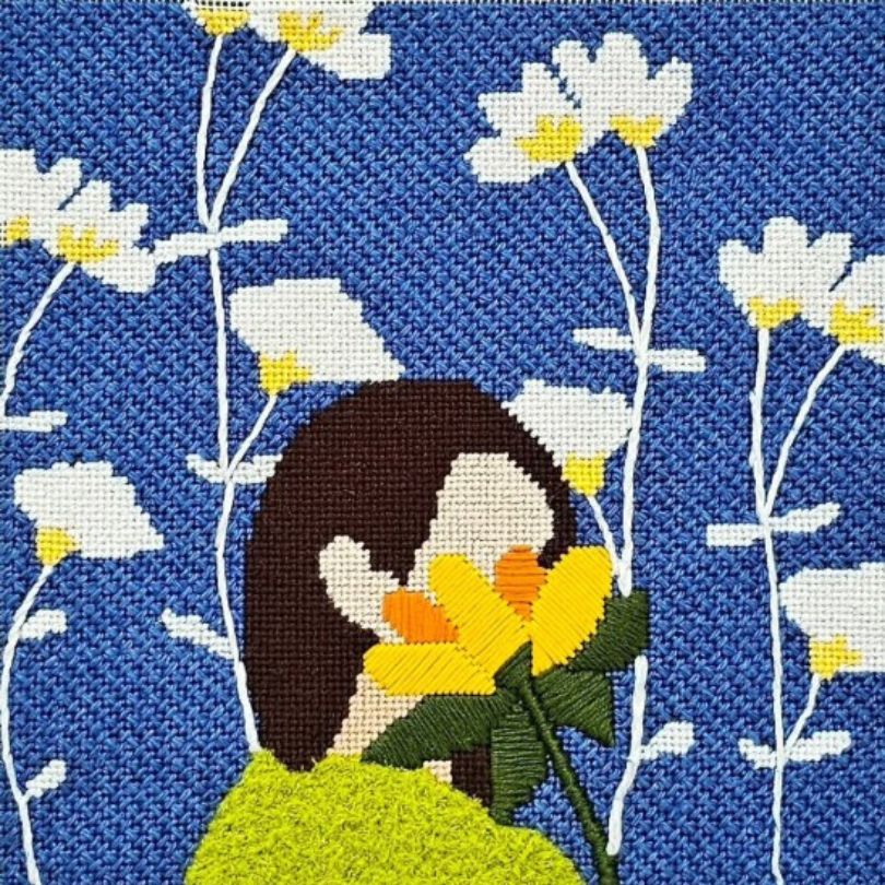 Flower Girl Needlepoint Kit - Stitch Guide – Unwind Studio