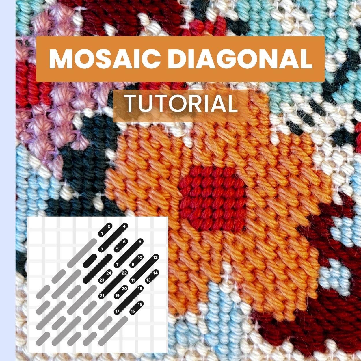 Diagonal Mosaic Stitch - Needlepoint Tutorial – Unwind Studio