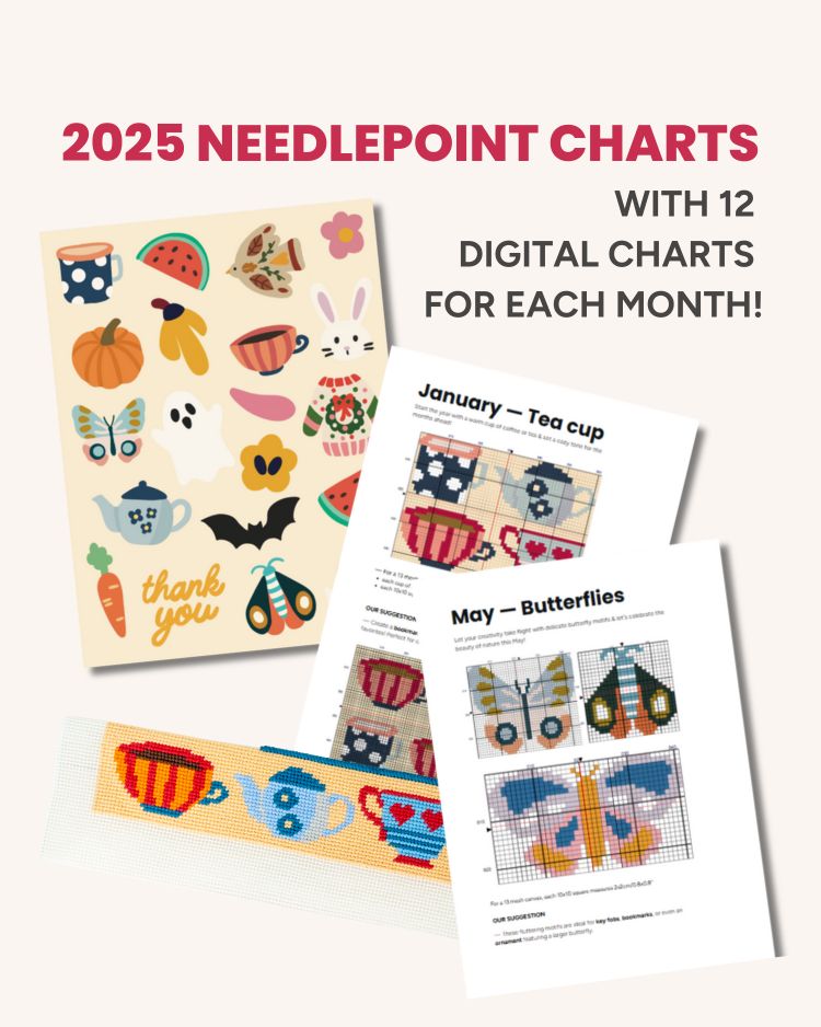 Monthly Needlepoint Charts (2025 Calendar) – Unwind Studio