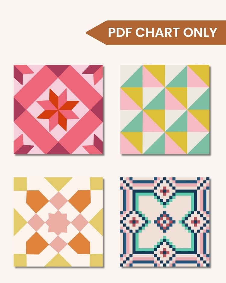 Geometric Tiles Needlepoint Chart (4 Designs) - Digital Download ...