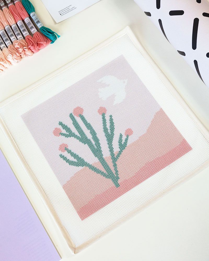 Modern Desert Cactus Scene Needlepoint Kit – Unwind Studio