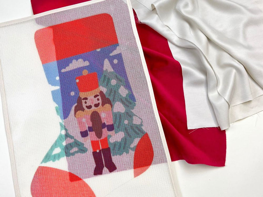 Folk Christmas Stocking Needlepoint Kit (Light Pink) – Unwind Studio