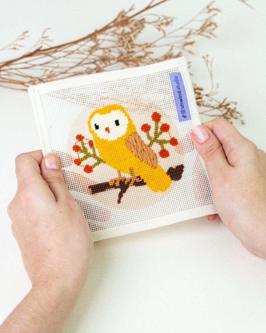 Owl & Berries Fall Inspired Needlepoint Ornament Kit – Unwind Studio