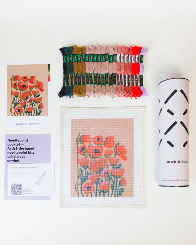 Modern Poppy Flower Needlepoint Kit – Unwind Studio