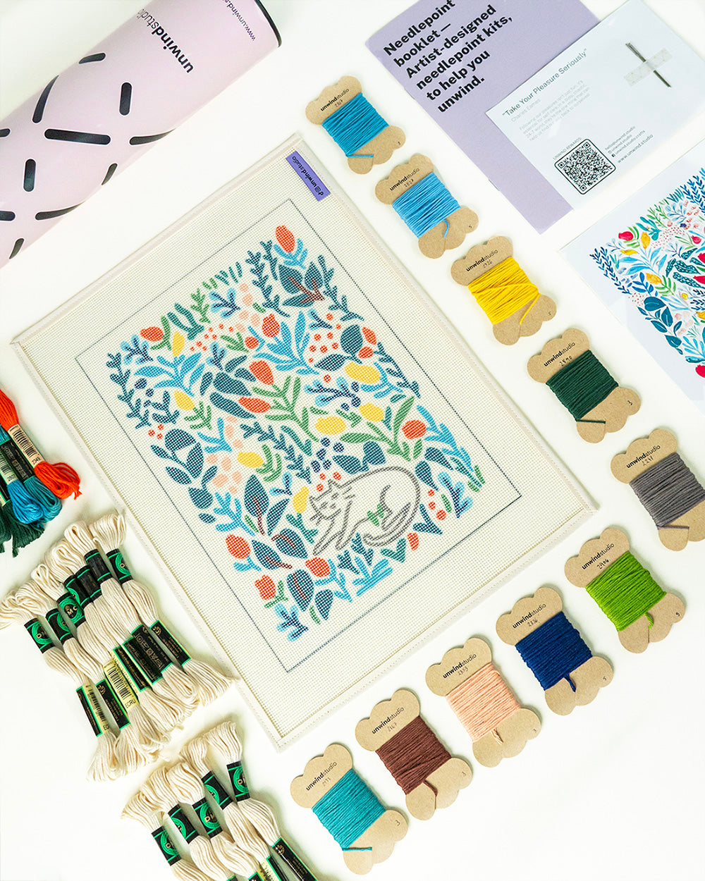 Zeitgenössisches Stickset „Frühlingskatze“ – Unwind Studio