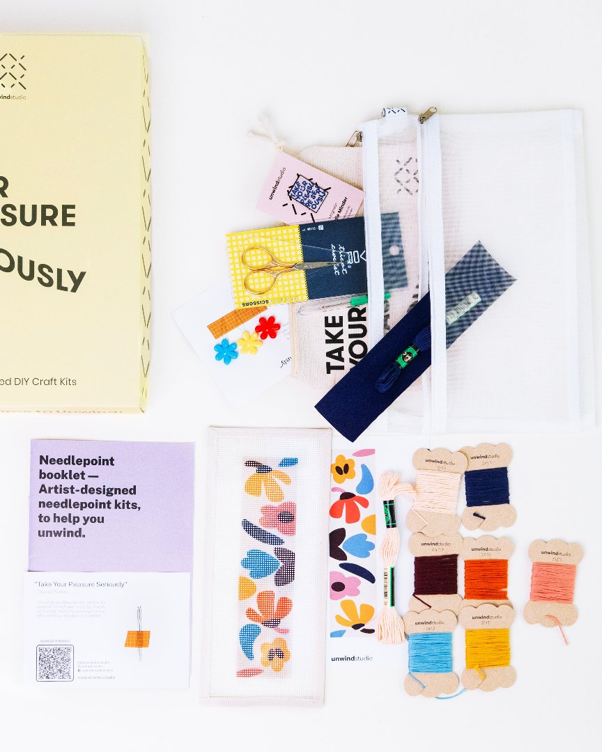 Needlepoint Starter Kit "The Wi(e)nner" Bookmark – Unwind Studio