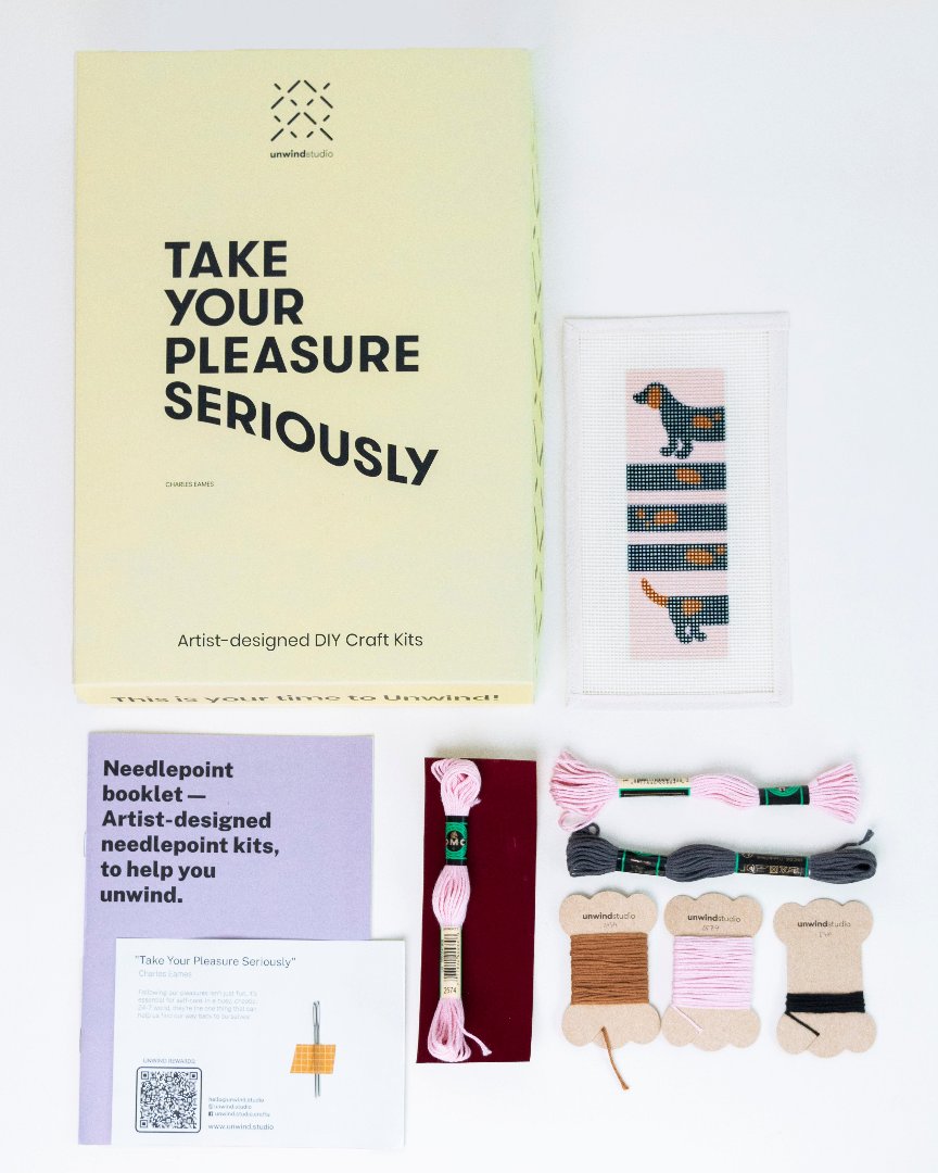 Needlepoint Starter Kit "The Wi(e)nner" Bookmark – Unwind Studio
