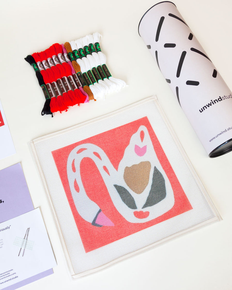 Red Swan Design Needlepoint Kit – Unwind Studio