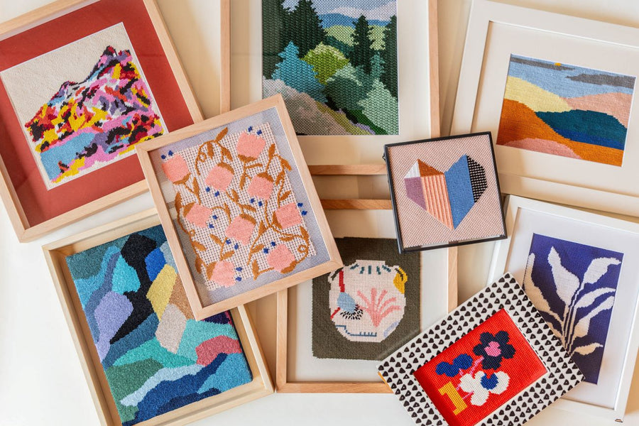 How to frame a needlepoint canvas with frames from Unwind Studio, IKEA