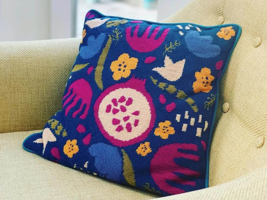 Contemporary Summer Checker Needlepoint Cushion Kit – Unwind Studio