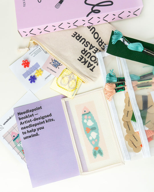 Needlepoint Starter Kit "The Wi(e)nner" Bookmark – Unwind Studio