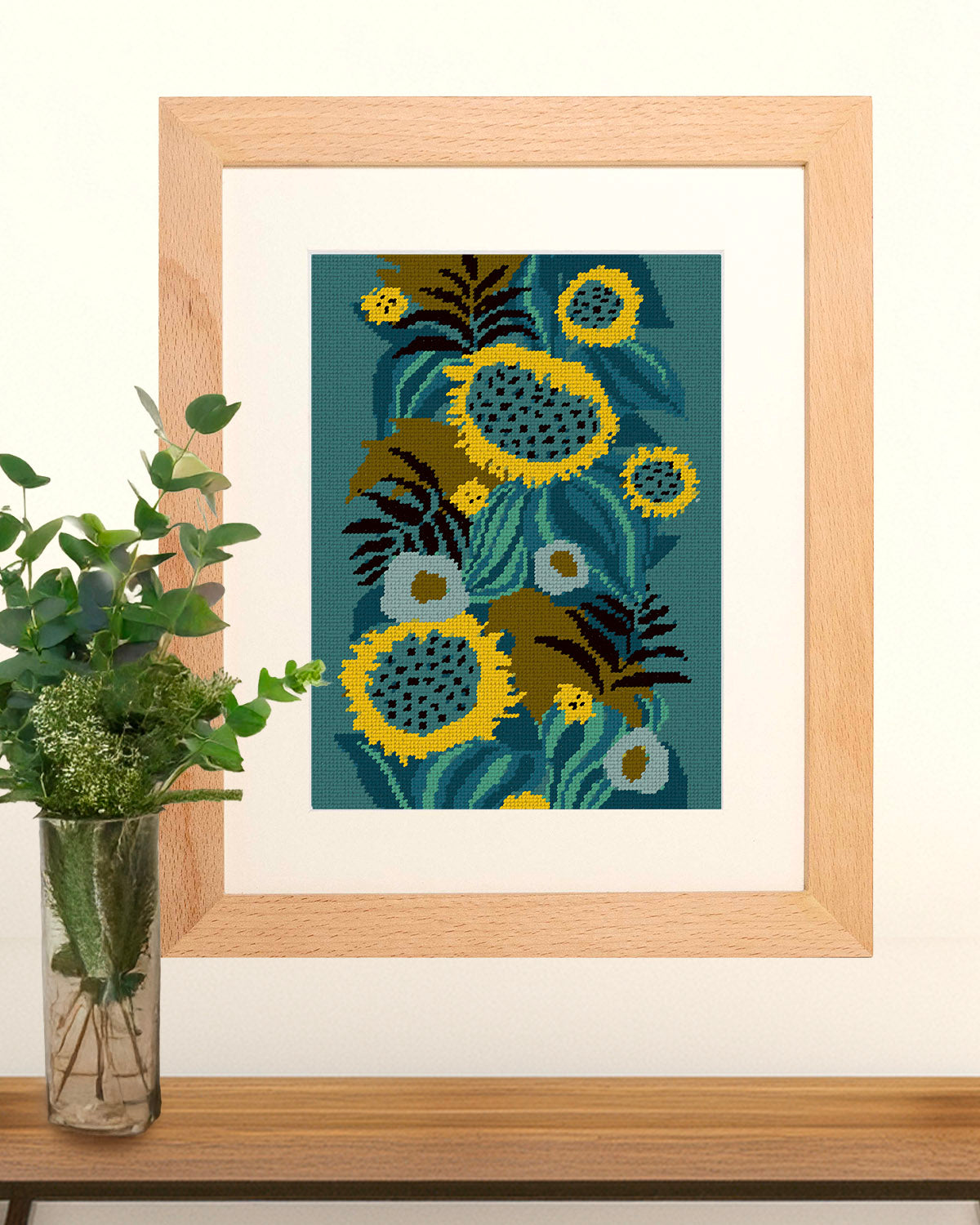 Contemporary Needlepoint Kit Sunflowers in the Dark – Unwind Studio
